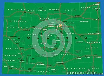 State Of Colorado Political Map Royalty Free Stock Photo - Image: 25753705