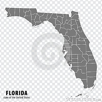 State Of Florida Map On Transparent Background. Blank Map Of Florida ...