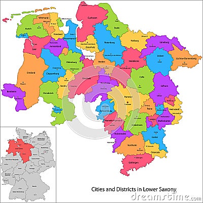 Map of Lower Saxony stock illustration. Illustration of point - 120718237