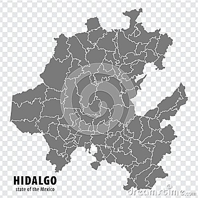 State Hidalgo Of Mexico Map On Transparent Background. Blank Map Of ...