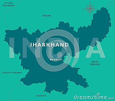 State Of Jharkhand India With Capital City Ranchi Hand Drawn Map Vector ...