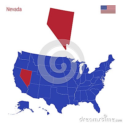 The State Of Nevada Is Highlighted In Red. Vector Map Of The United ...