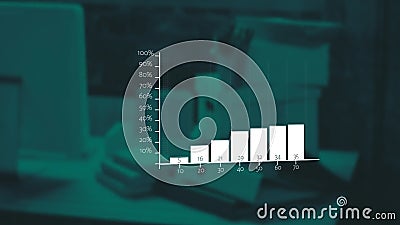 Statistical Data Processing Against Empty Office Desk Stock Footage ...