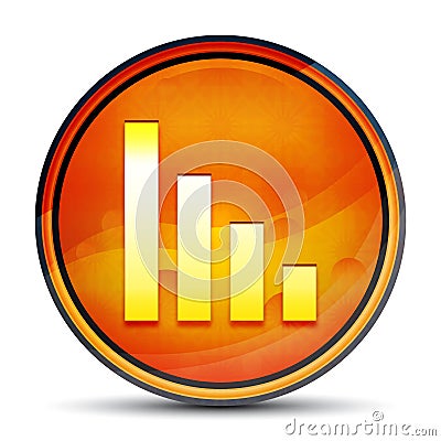 Statistics Down Icon Shiny Bright Orange Round Button Illustration ...