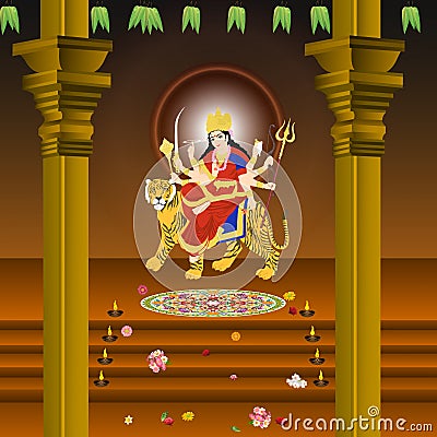 Statue Of Godess Durga On Tiger, Hindu Mythology Stock Photography ...