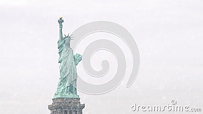 The Statue of Liberty in Snowstorm Stock Video - Video of frozen ...
