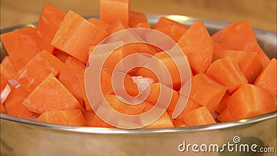 Carrots cut in cube stock video. Video of cooking, ingredient - 110720125