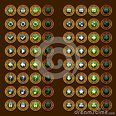 Steam Punk Game Icons Buttons Icons, Interface, Ui Cartoon Vector ...