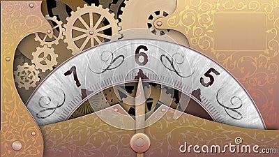 Steampunk Retro Countdown Timer Machine with Gears Counting from Ten To ...