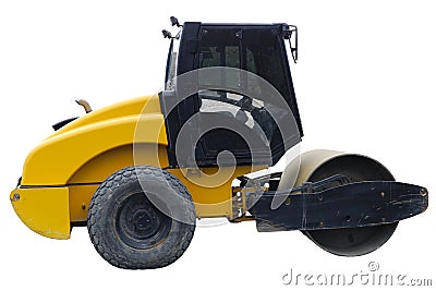 Steamroller Compactor Road Construction Side View Isolated On White ...