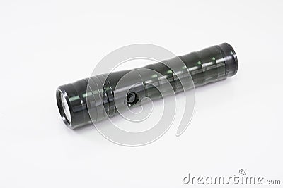 Steel Black Flashlight On Isolated White Background Stock Photography ...