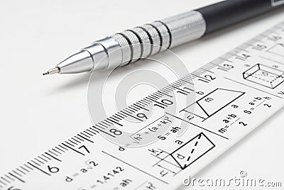 Steel Pencil And Ruler Royalty-Free Stock Photography | CartoonDealer ...