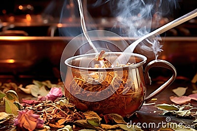 Steeping Tea Leaves With Steam Coming Off Water Stock Photo ...