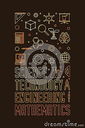 STEM Education Concept Line Vertical Creative Banner - Vector ...