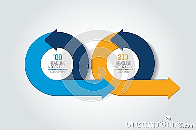 3 Step Infographic. Three Circle Arrows Template, Diagram, Chart Vector ...