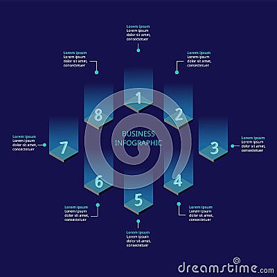 Step Number Chart Template For Infographic For Presentation For 8 ...