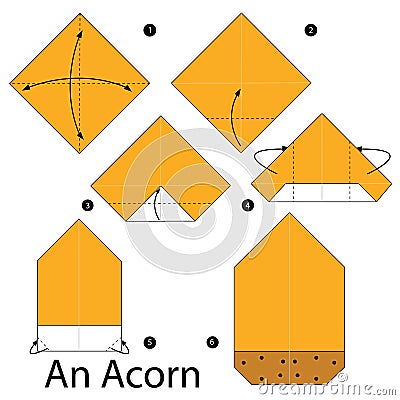Step By Step Instructions How To Make Origami An Acorn. Cartoon Vector ...
