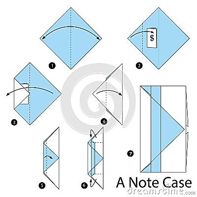 Step By Step Instructions How To Make Origami A Note Case. Vector ...