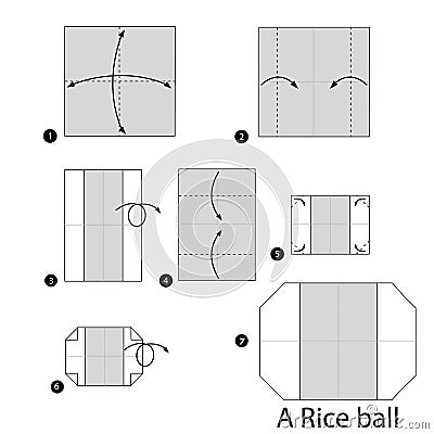 Step By Step Instructions How To Make Origami A Rice Ball. Cartoon ...