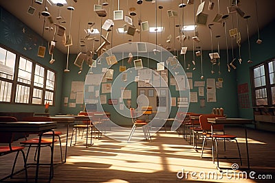 Step Into A Surreal Classroom Where Students Royalty-Free Stock ...