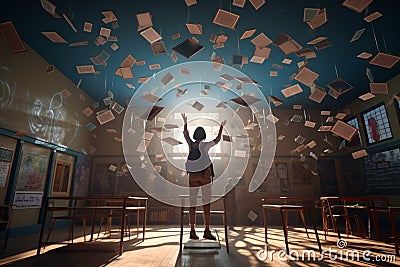 Step Into A Surreal Classroom Where Students Royalty-Free Stock Image ...