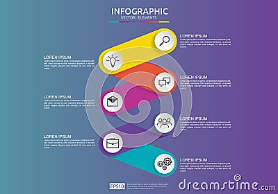 6 Steps Connection Infographic Element Design Template For Diagram ...