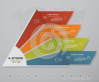 4 Steps Pyramid With Free Space For Text On Each Level. Infographics ...