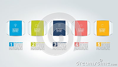 5 Steps Tutorial, Chart, Diagram, Timeline. Vector Illustration ...