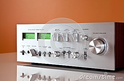 Stereo Vintage Amplifier Stock Images - Image: 24123454