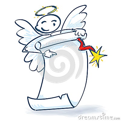 Stick Figure Angel With Paper Roll Cartoon Vector | CartoonDealer.com ...