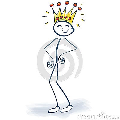 Stick Figure With Crown And Customer King Vector Illustration ...