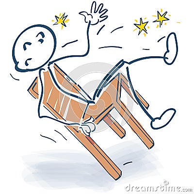 Stick Figure Falls Suddenly From The Chair Vector Illustration ...