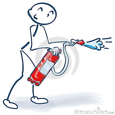 Stick Figure With With Fire Extinguisher Cartoon Vector | CartoonDealer ...