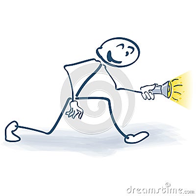 Stick Figure With Flashlight Vector Illustration | CartoonDealer.com ...