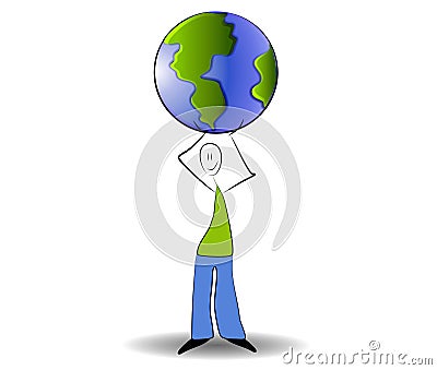 Stick Figure Holding Earth Stock Illustration | CartoonDealer.com #3234553