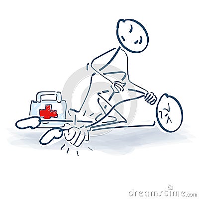 Stick Figure With Injury And Medical Help Cartoon Vector ...
