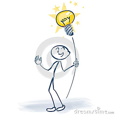 Stick Figure With Light Bulb On A Stick Vector Illustration ...