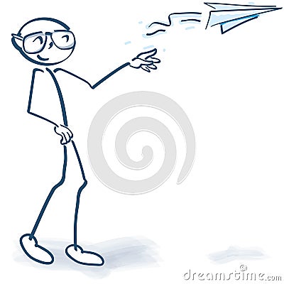 Stick Figure With A Paper Airplane Vector Illustration | CartoonDealer ...