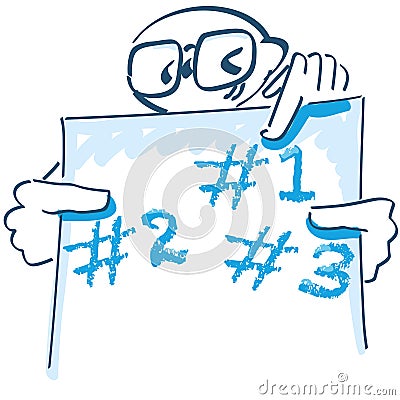 Stick Figure With A Poster Pointing To Three Arguments Cartoon Vector ...