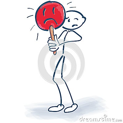 Stick Figure With Red Sign Cartoon Vector | CartoonDealer.com #72586839