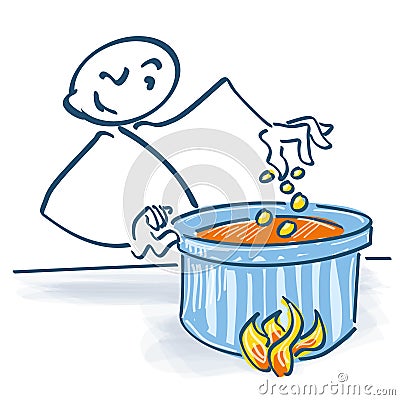 Stick Figure With A Saucepan Cartoon Vector | CartoonDealer.com #57561605