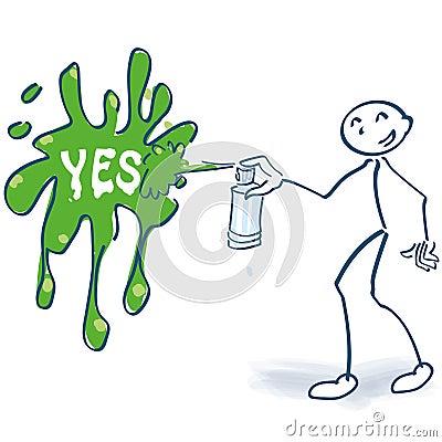 Stick Figure With Spray Can And Yes Vector Illustration | CartoonDealer ...