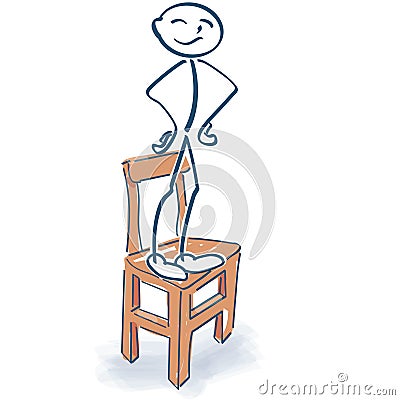 Stick Figure Stands Proudly On The Chair Vector Illustration ...
