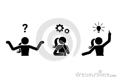 Stick Figure Woman Problem Solution Reasoning Vector Illustration ...
