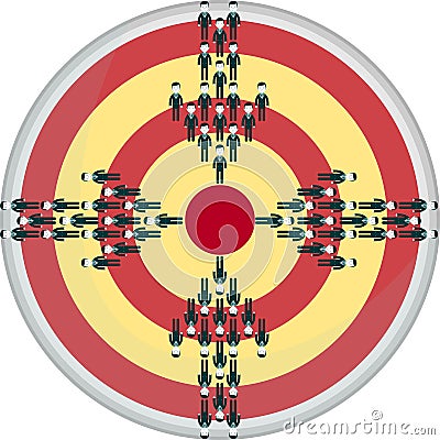 Stick Figures Standing In The Shape Of An Arrow Vector Illustration ...