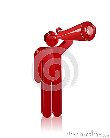 Stick Man Telescope Vision Royalty Free Stock Image - Image: 27597606