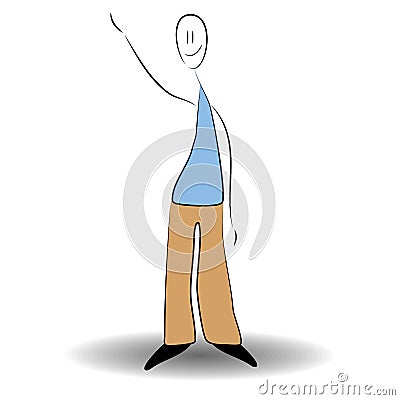 Stick Man Waving And Smiling Stock Photography - Image: 3068032