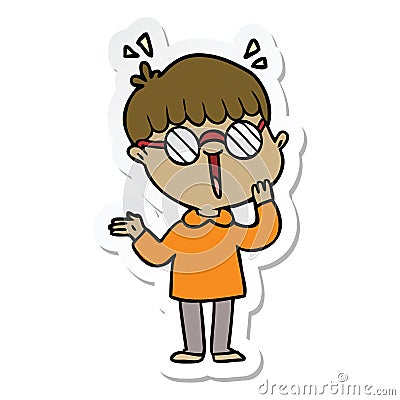 Sticker Of A Cartoon Boy Realizing Something Amazing Vector ...