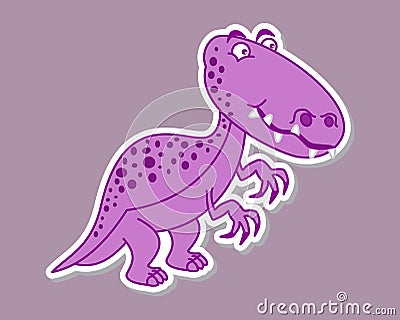 Sticker Dinosaur Carnivore Purple With Big Claws And Large Pointed ...