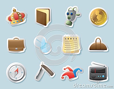 Sticker Icons For Personal Belongings Cartoon Vector | CartoonDealer ...